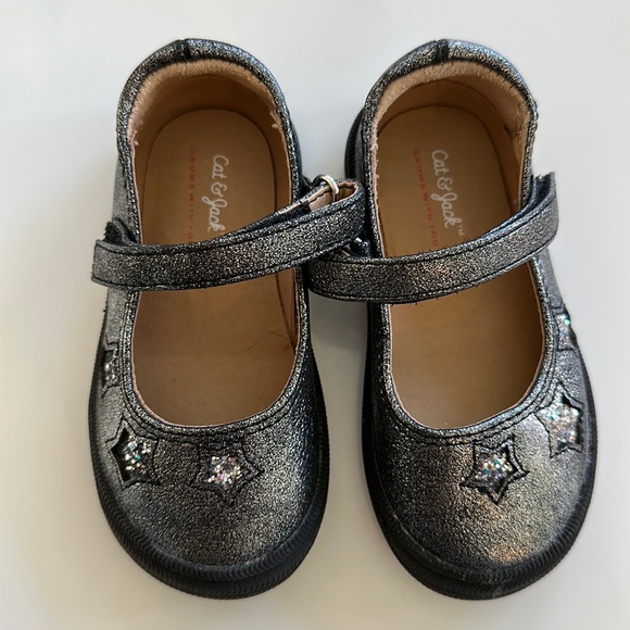 Cat & Jack | Shoes | Silver And Black Sparkle Mary Janes | Poshmark